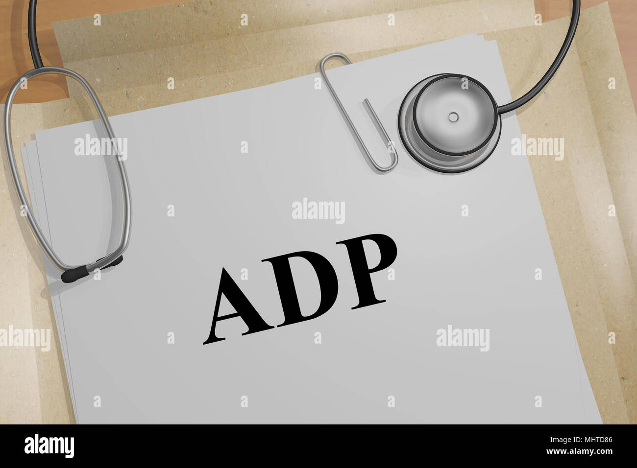 3D illustration of ADP title on a medical document Stock Photo - Alamy