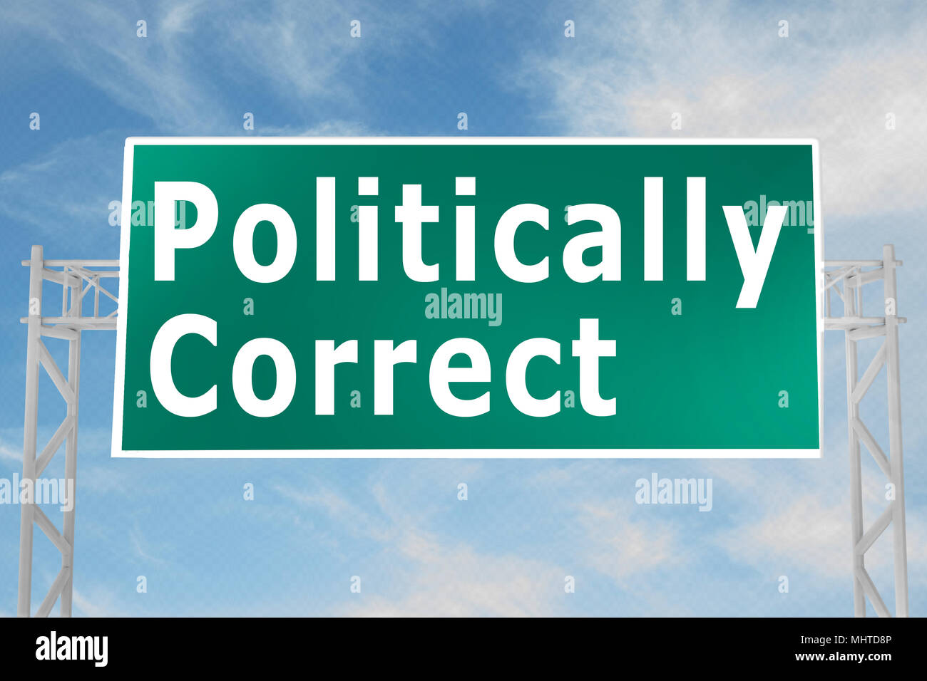 3D illustration of Politically Correct script on road sign Stock Photo ...