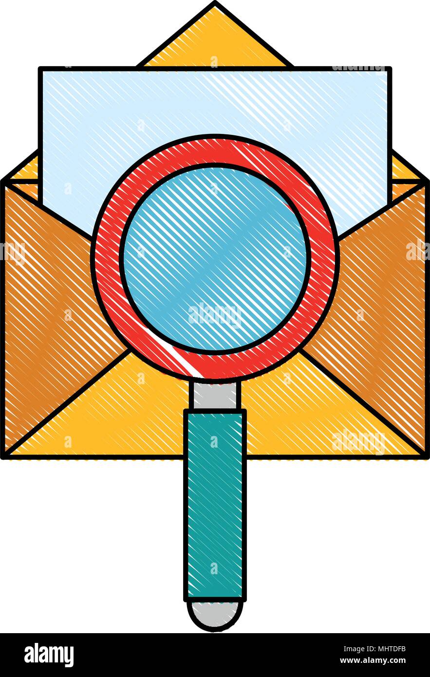 envelope mail with magnifying glass vector illustration design Stock ...