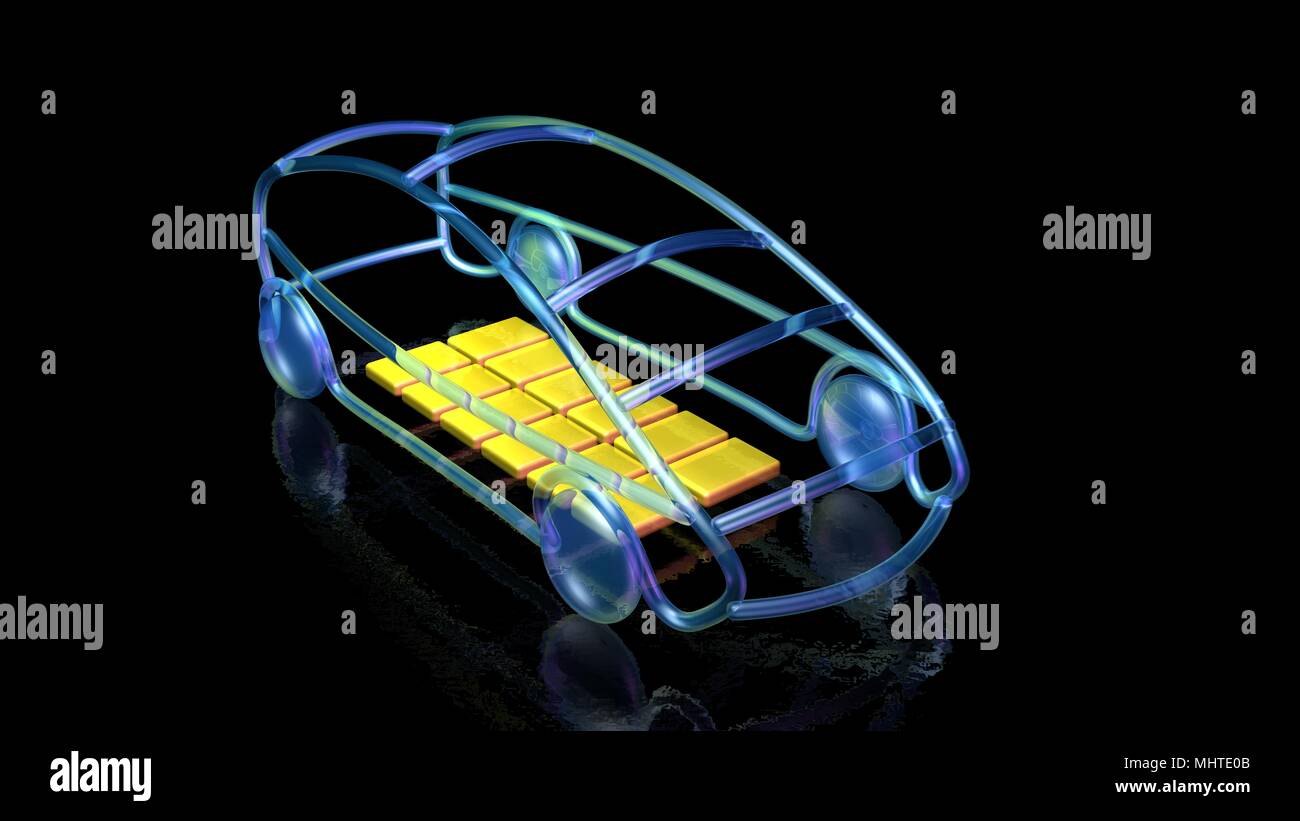Electric car with batteries. 3d render Stock Photo - Alamy