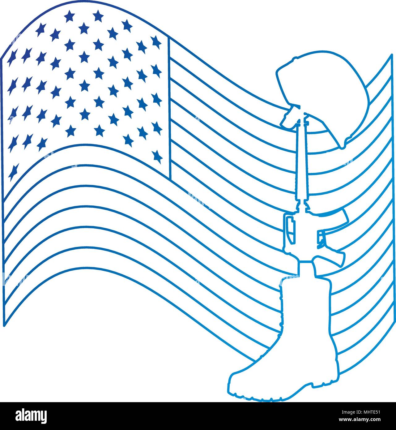 united states of america flag with boot riffle and helmet vector ...