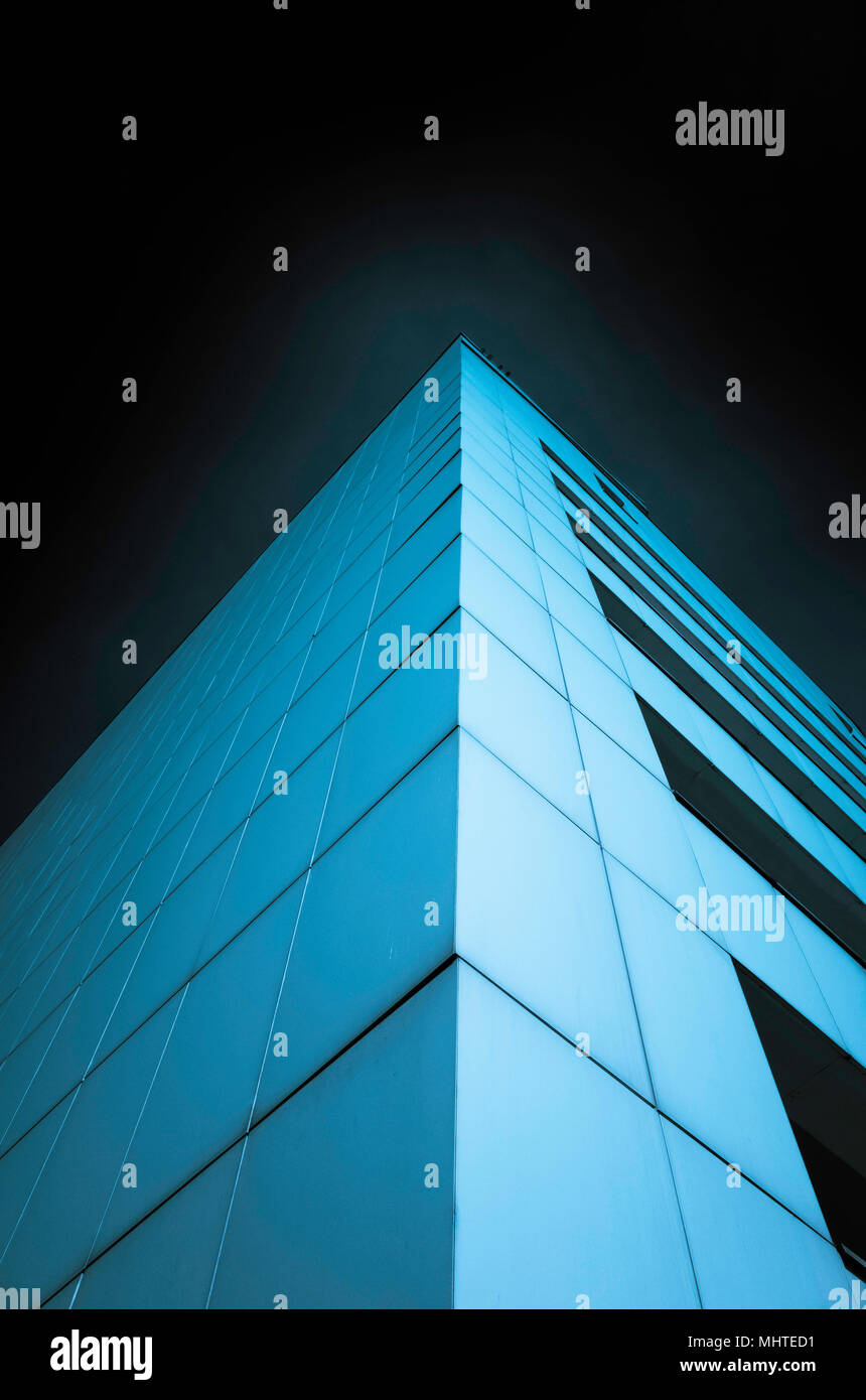 corner of a modern blue building Stock Photo - Alamy