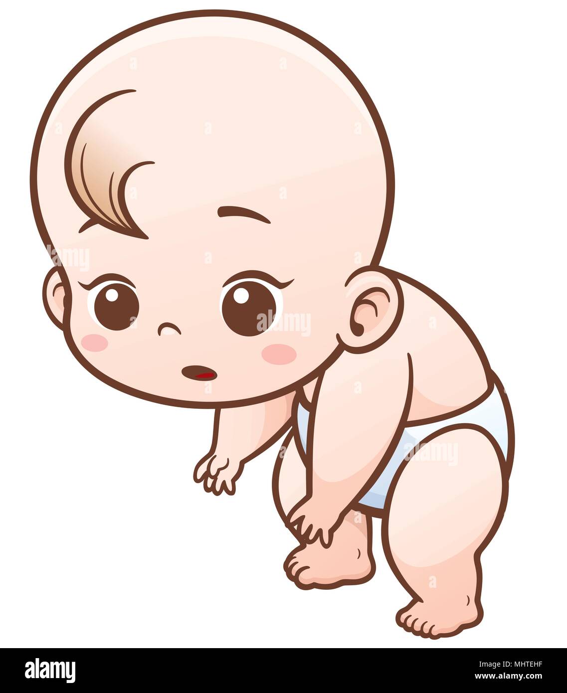 Vector Illustration of Baby Girl learn to stand Cartoon Stock Vector ...