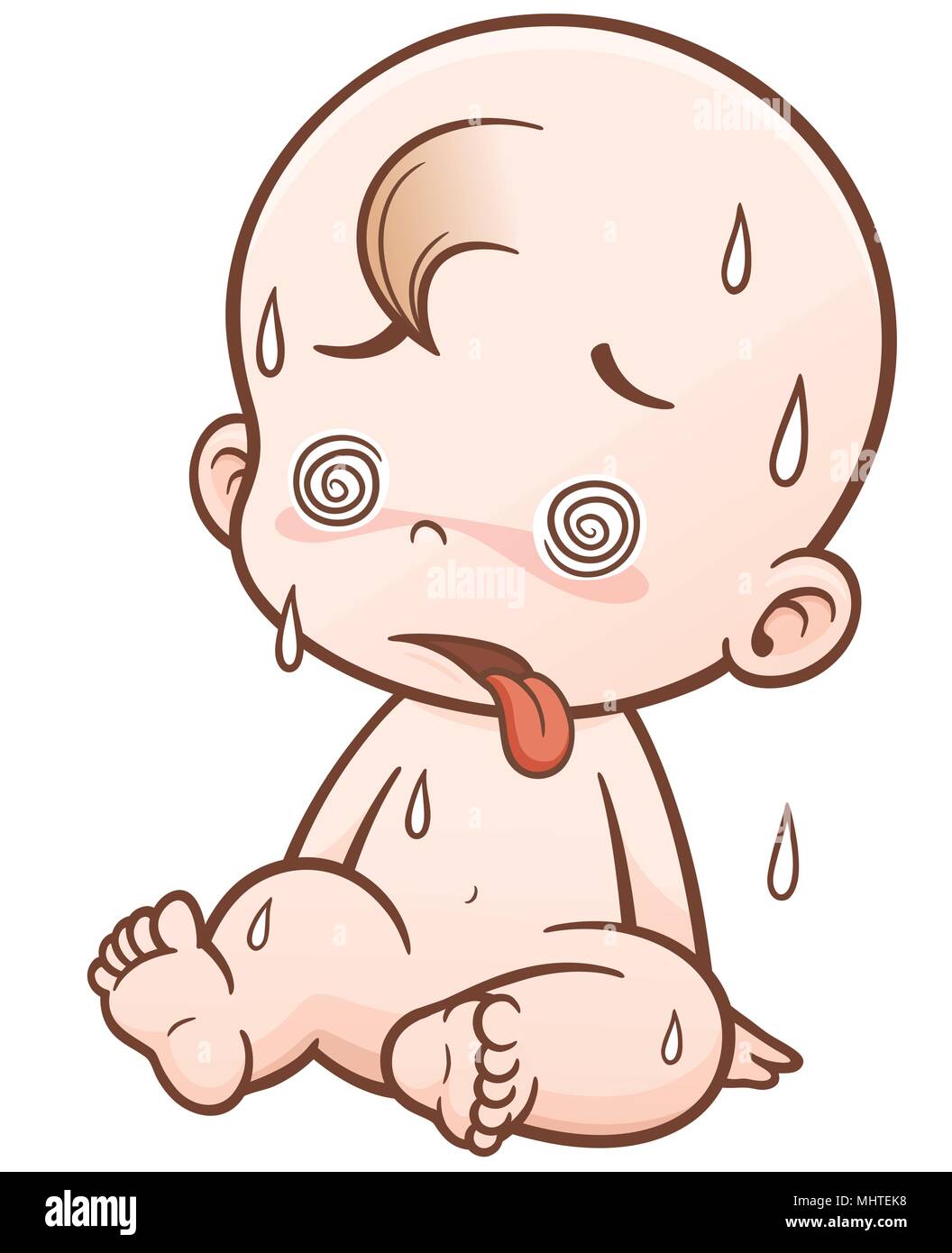 Vector Illustration of Cartoon Cute Baby in Hot Weather Stock Vector ...