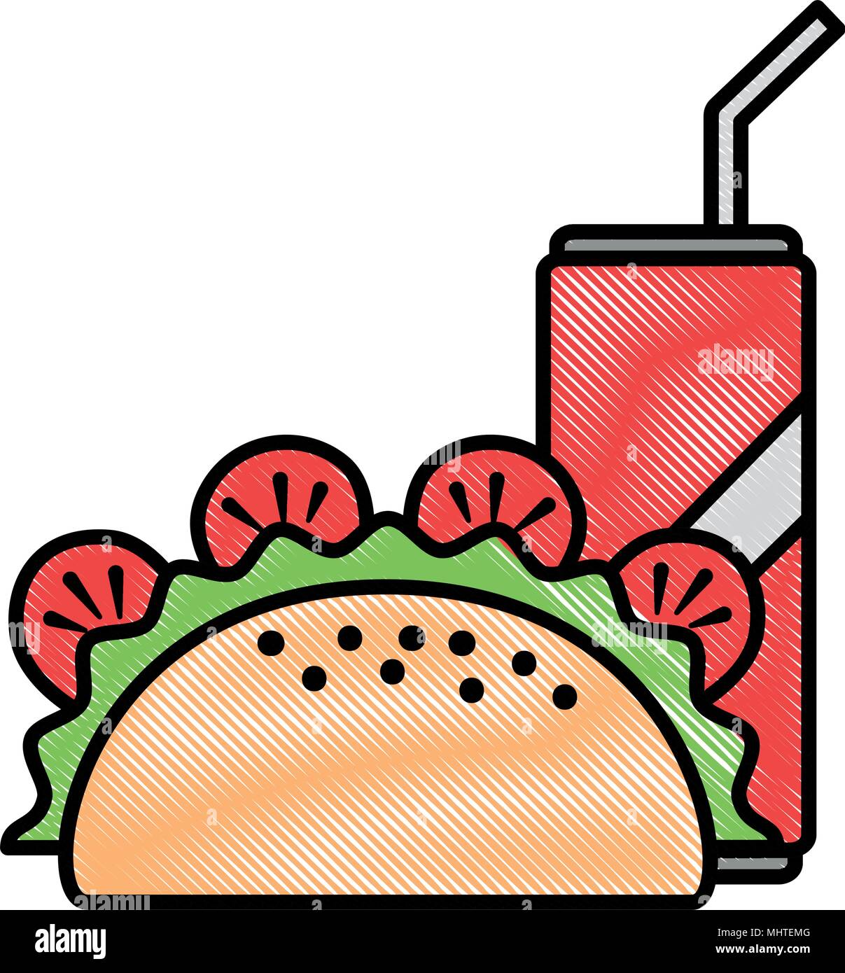 taco with soda mexican food Stock Vector Image & Art - Alamy