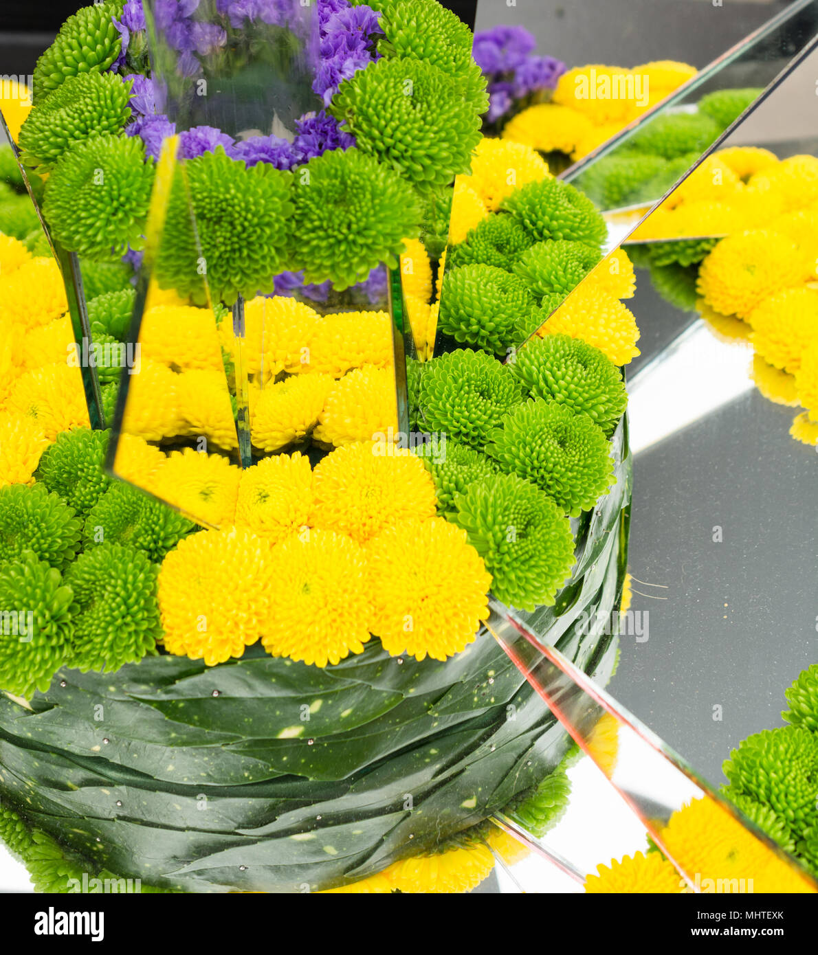 Flowers and reflections display Stock Photo - Alamy