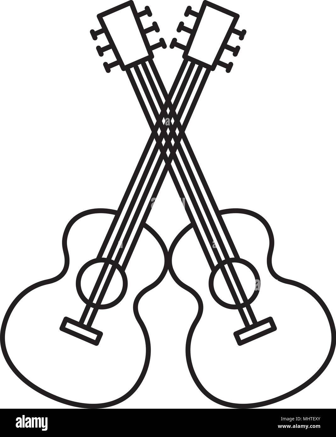 acoustic guitars crossed musical instrument Stock Vector Image & Art ...