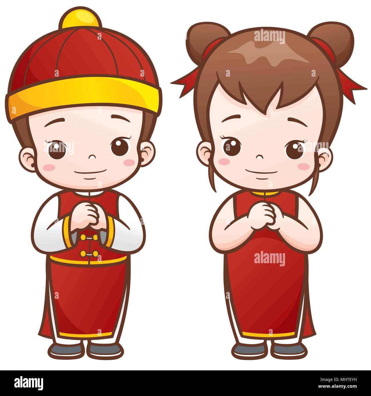 Vector illustration of Cartoon Chinese Kids Stock Vector Image & Art ...