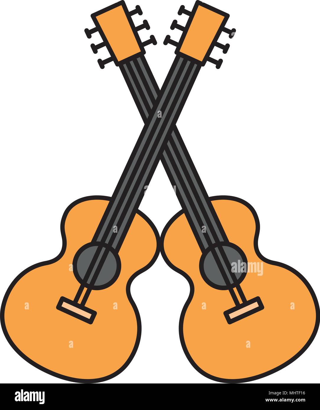 acoustic guitars crossed musical instrument Stock Vector Image & Art ...