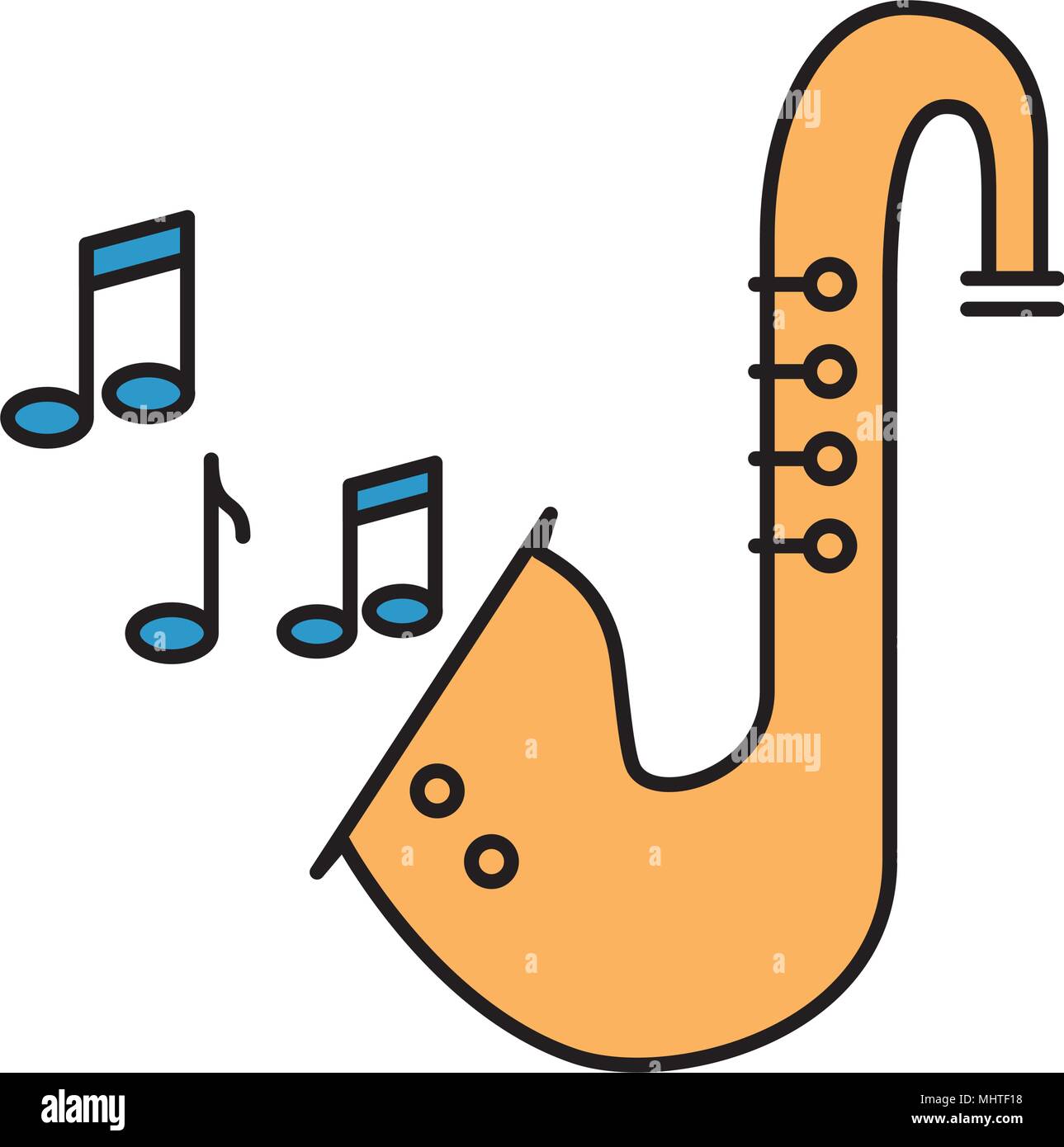saxophone musical with music notes Stock Vector Image & Art - Alamy