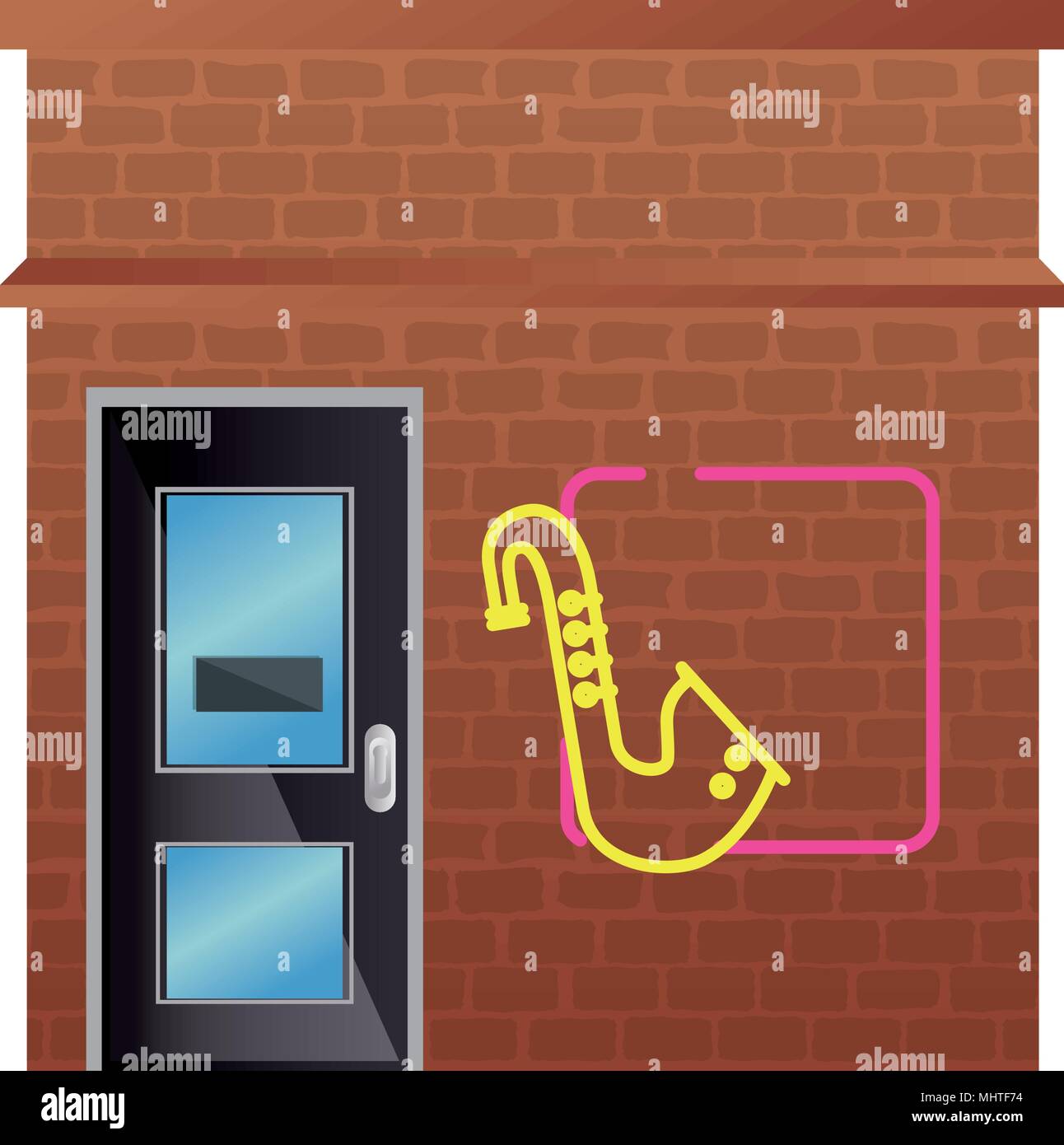 night club with saxophone front facade Stock Vector Image & Art - Alamy