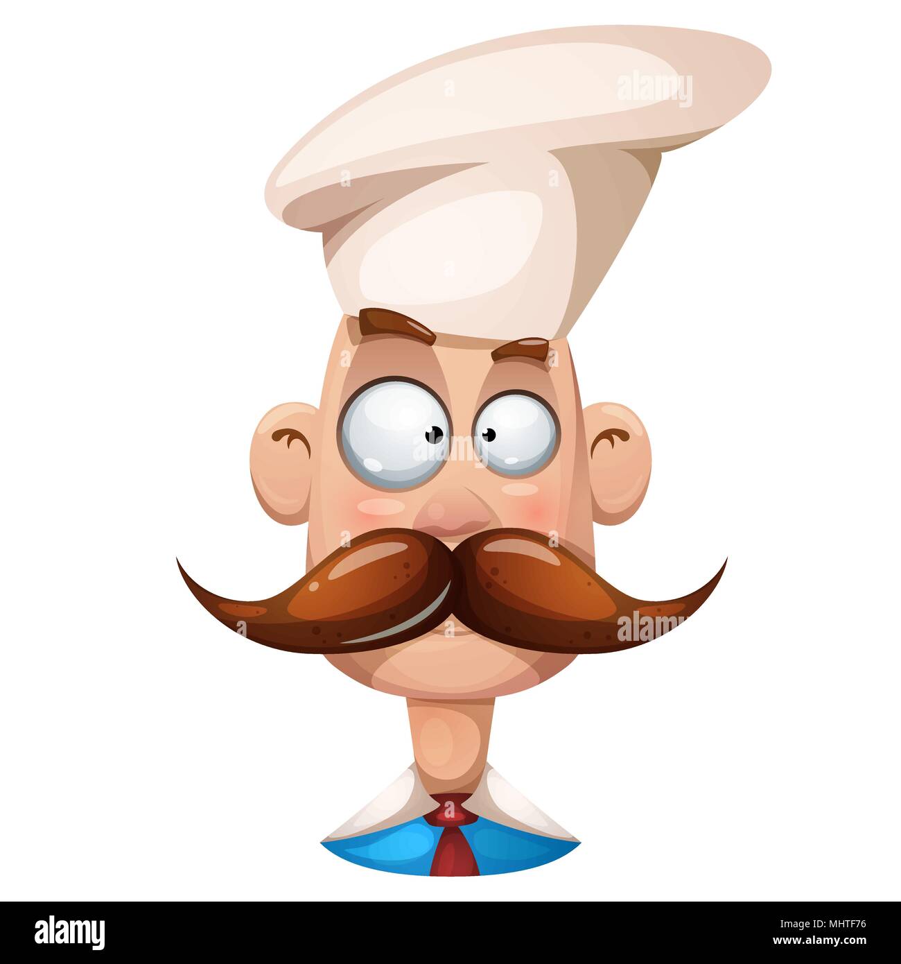 Funny, cute, cartoon man illustration. Mustache, whisker, cook, smiley ...