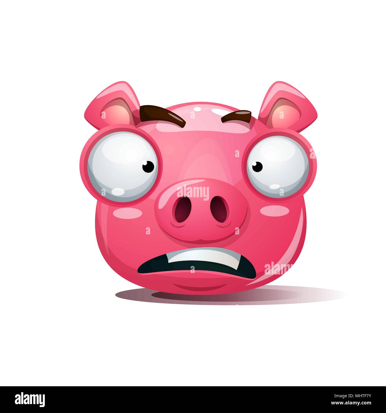 Funny, cute, crazy pig smiley. Symbol of 2019 Stock Vector Image & Art ...