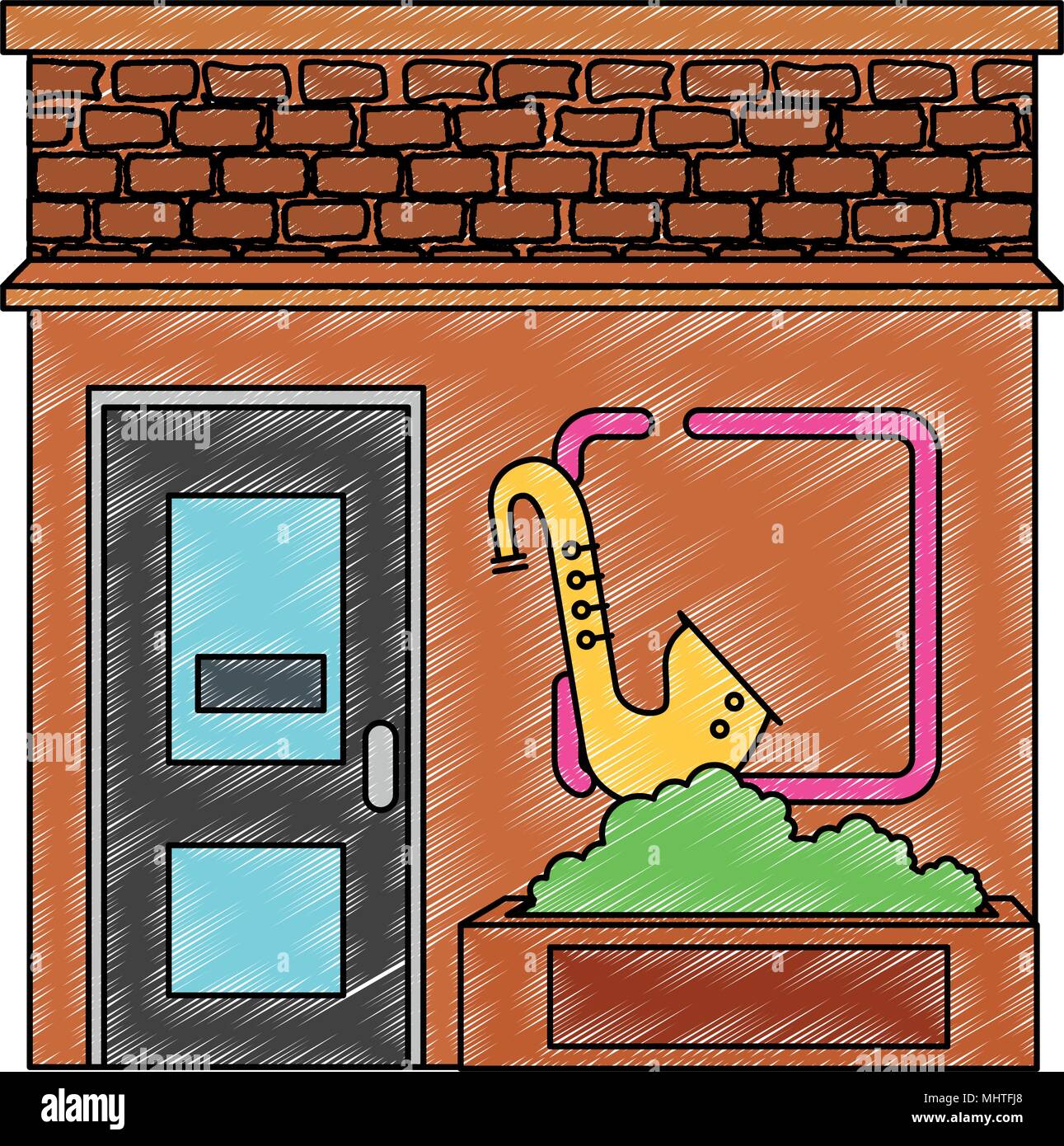 night club with saxophone front facade Stock Vector Image & Art - Alamy