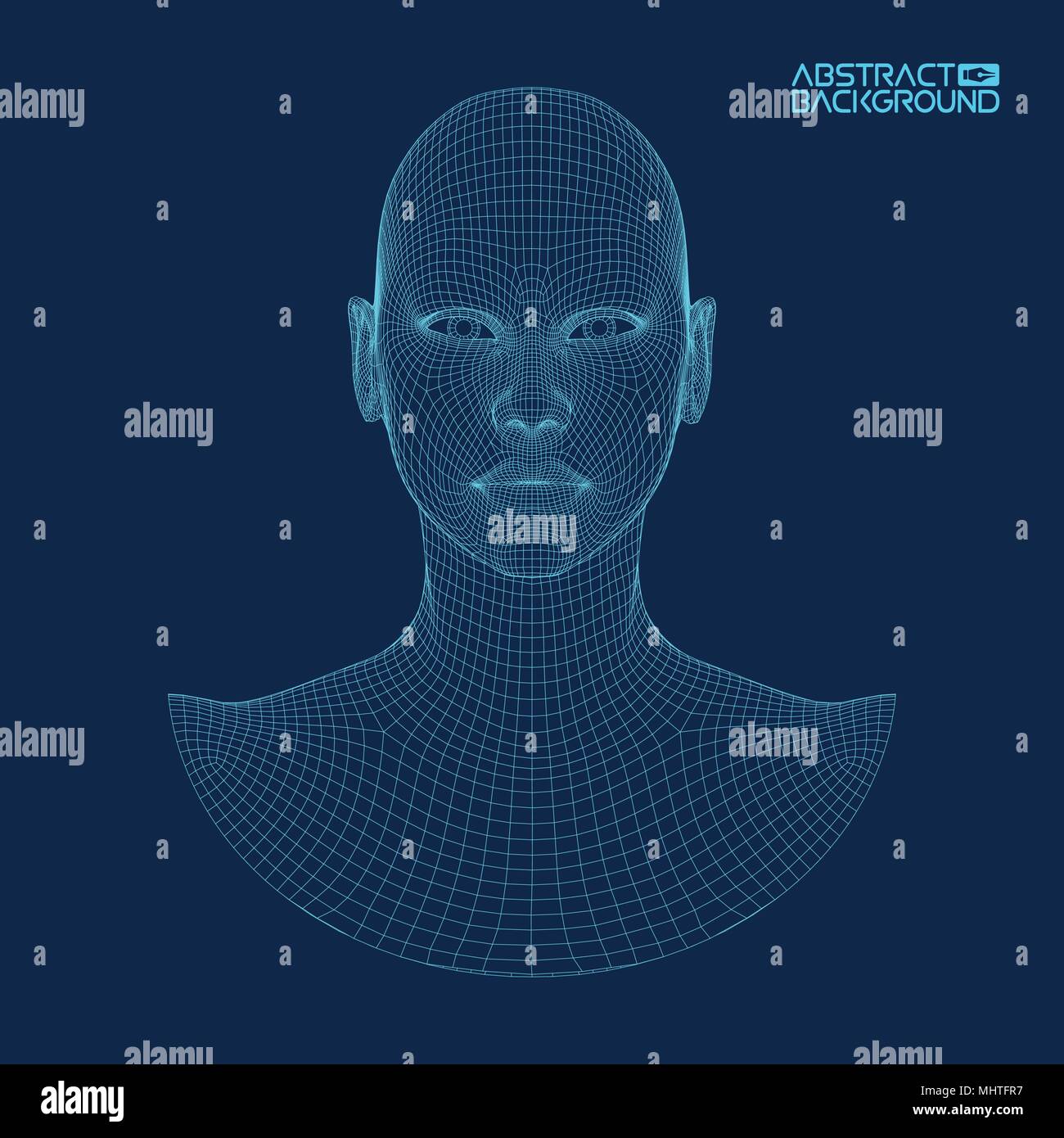 Ai digital brain. Artificial intelligence concept. Human head in robot ...