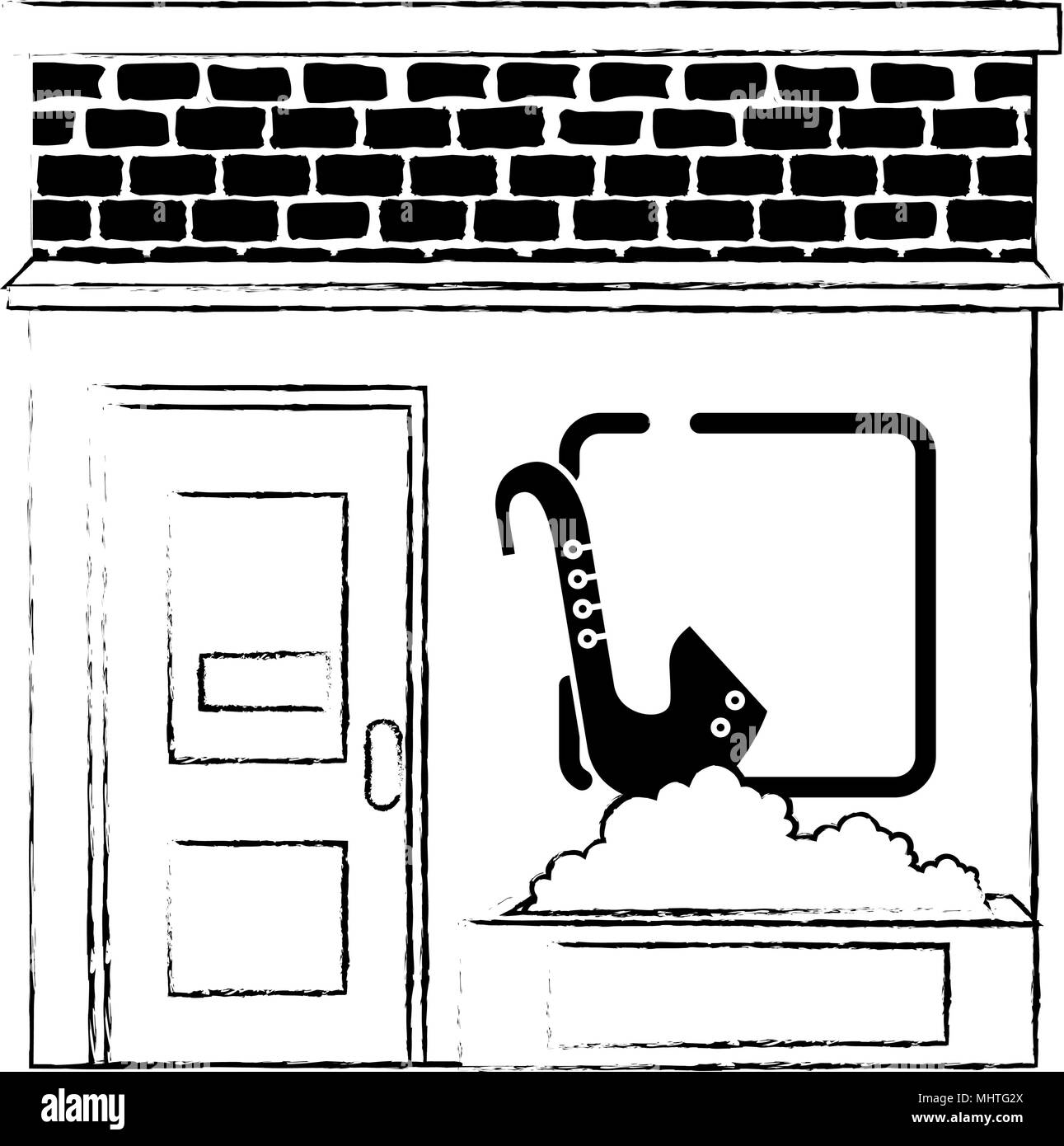 night club with saxophone front facade Stock Vector Image & Art - Alamy