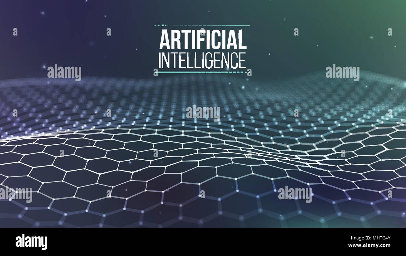 Background 3d grid. Ai tech wire network futuristic wireframe ...