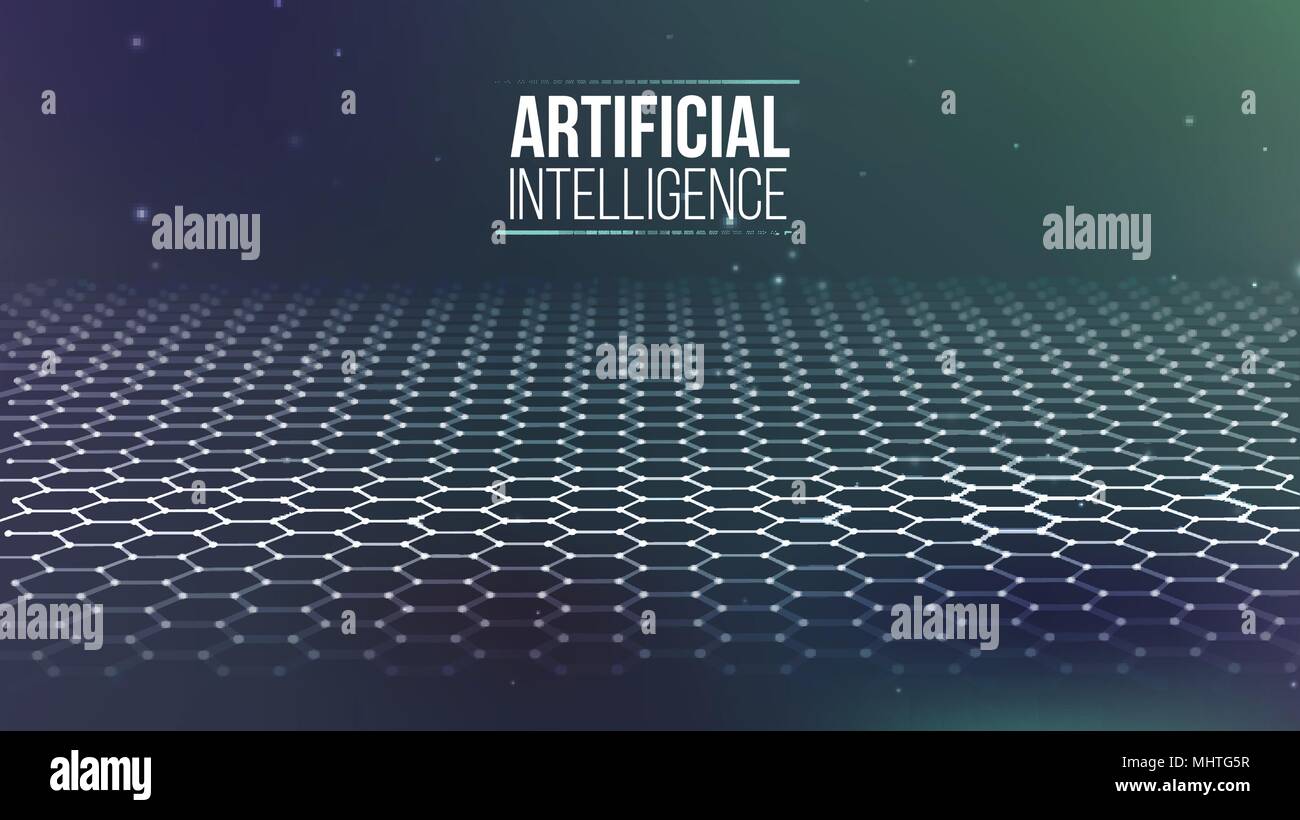 Background 3d grid. Ai tech wire network futuristic wireframe ...