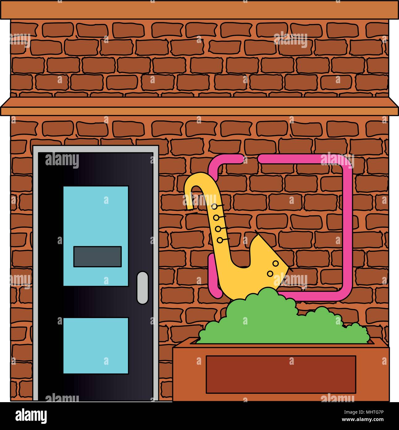 night club with saxophone front facade Stock Vector Image & Art - Alamy