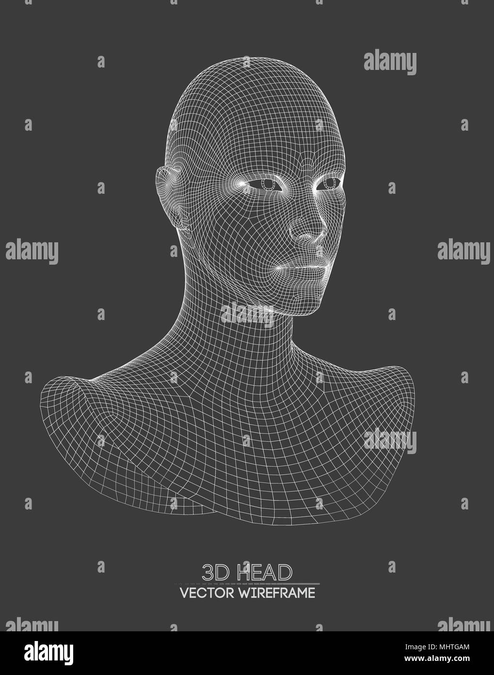 3d head wireframe vector. Drawing of wireframe head 3d model. Vector ...