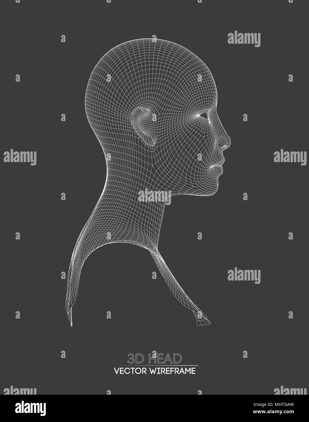 3d head wireframe vector. Drawing of wireframe head 3d model. Vector ...