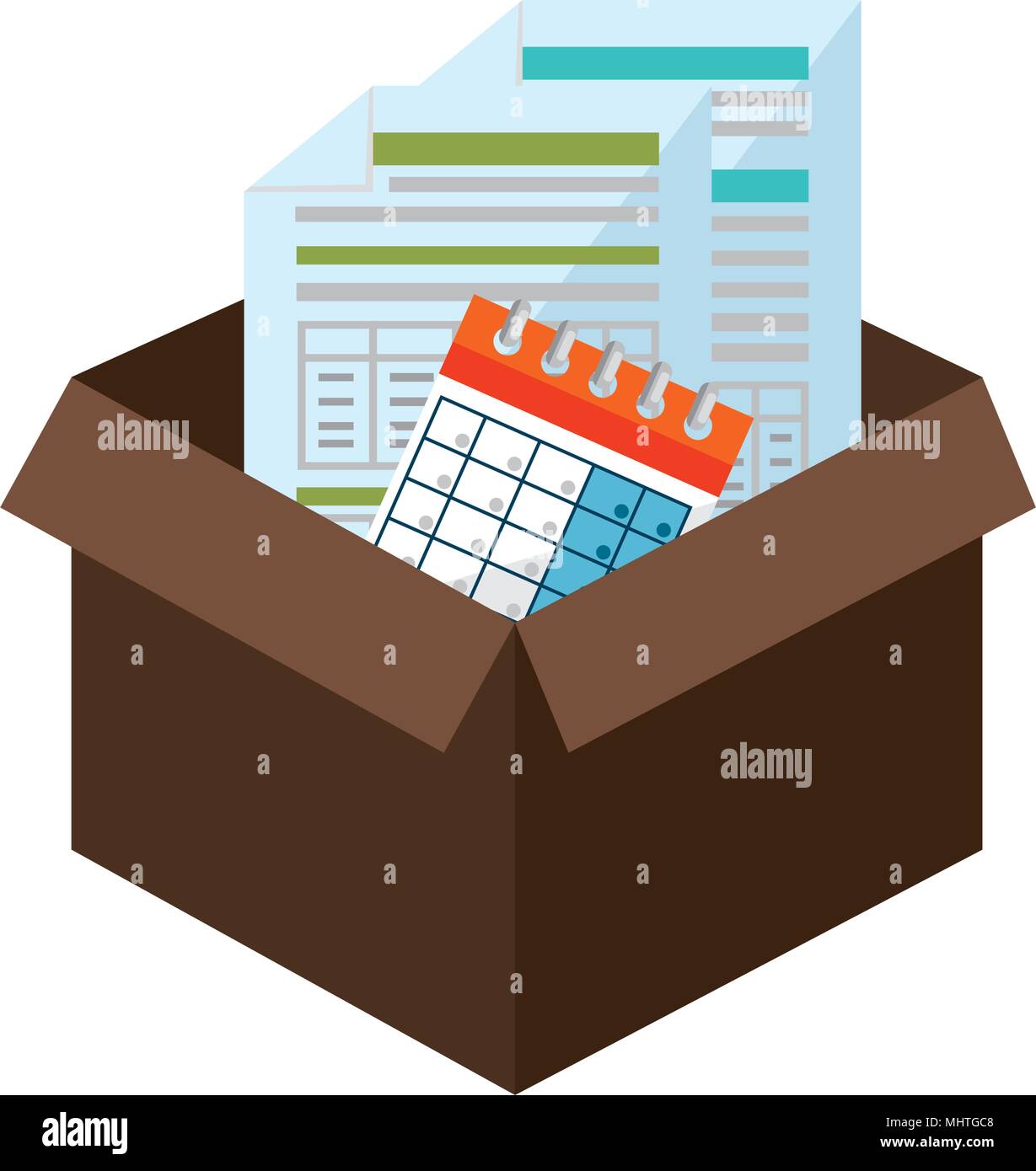 box carton with documents and calendar Stock Vector Image & Art - Alamy