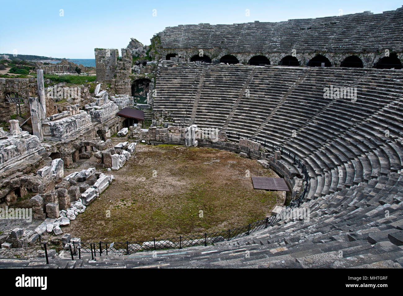 The ruins of the Greek Amphitheatre in Side, Turkey Stock Photo - Alamy