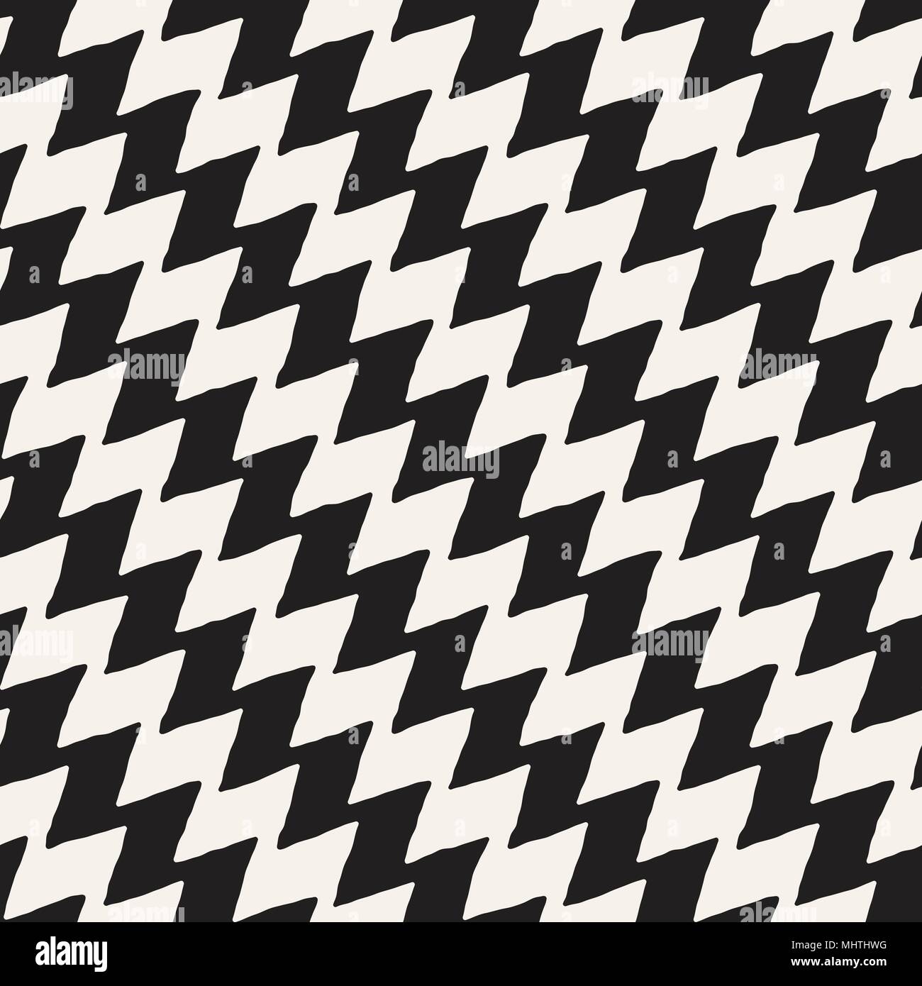 Hand drawn style abstract seamless pattern in black and white. Retro ...
