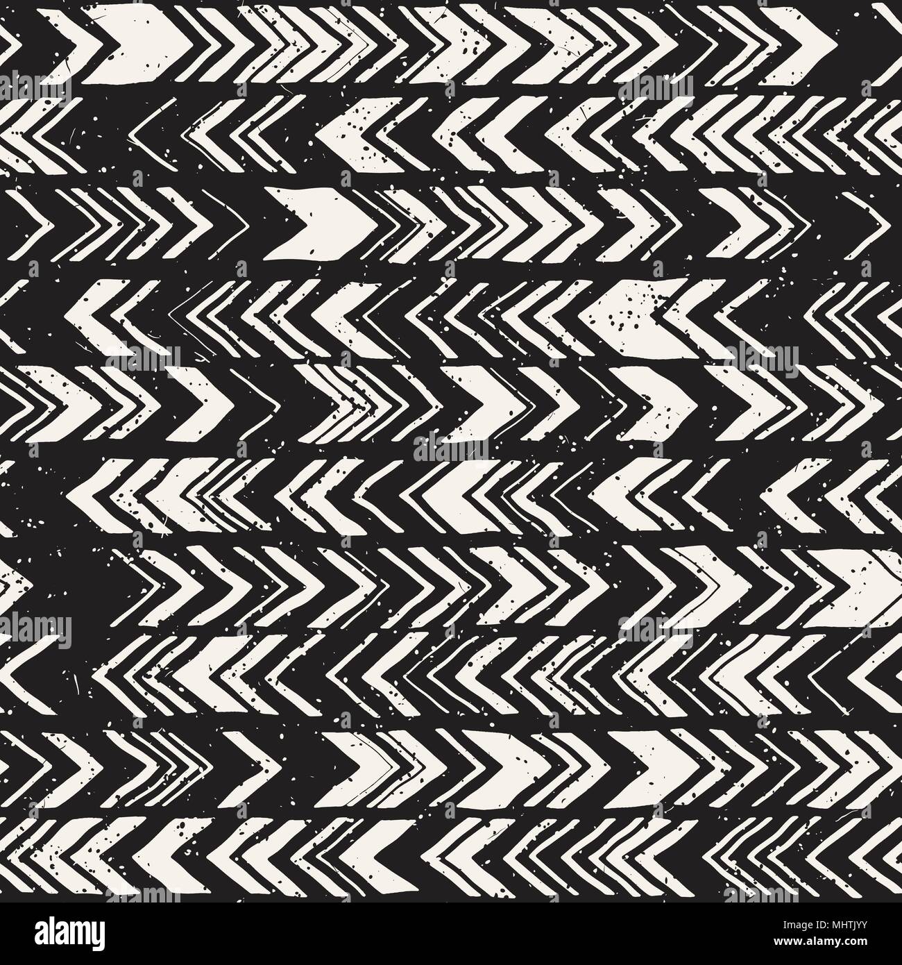 Seamless hand drawn style chevron pattern in black and white. Abstract ...
