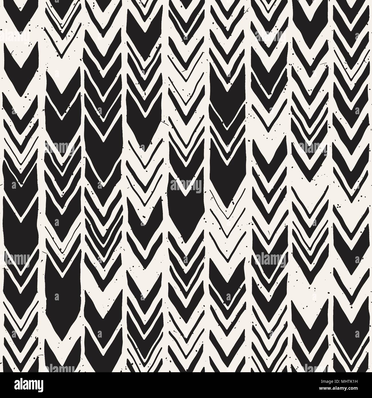 Seamless hand drawn style chevron pattern in black and white. Abstract ...