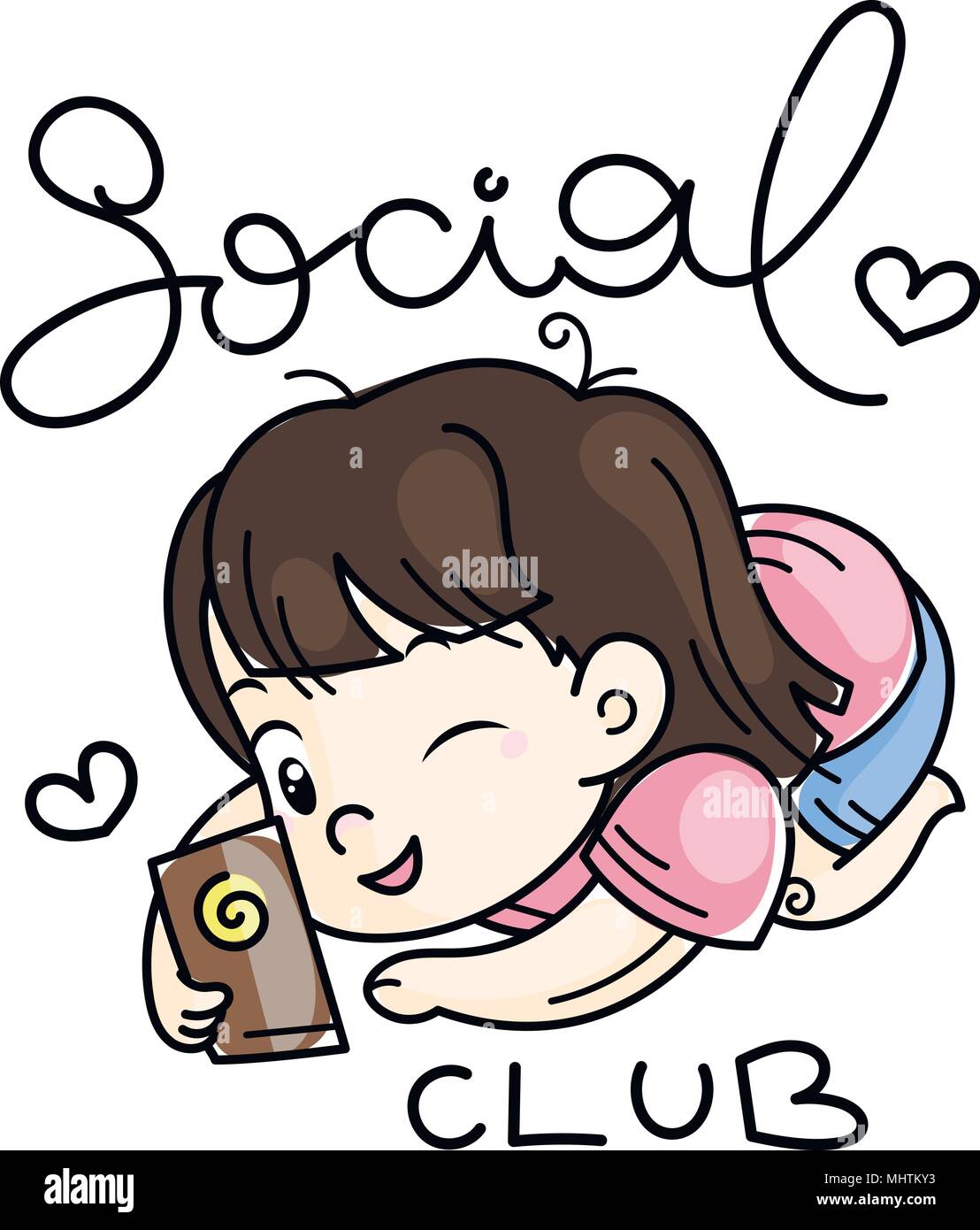 Social club. Cute cartoon kids. Vector and illustration Stock Vector ...