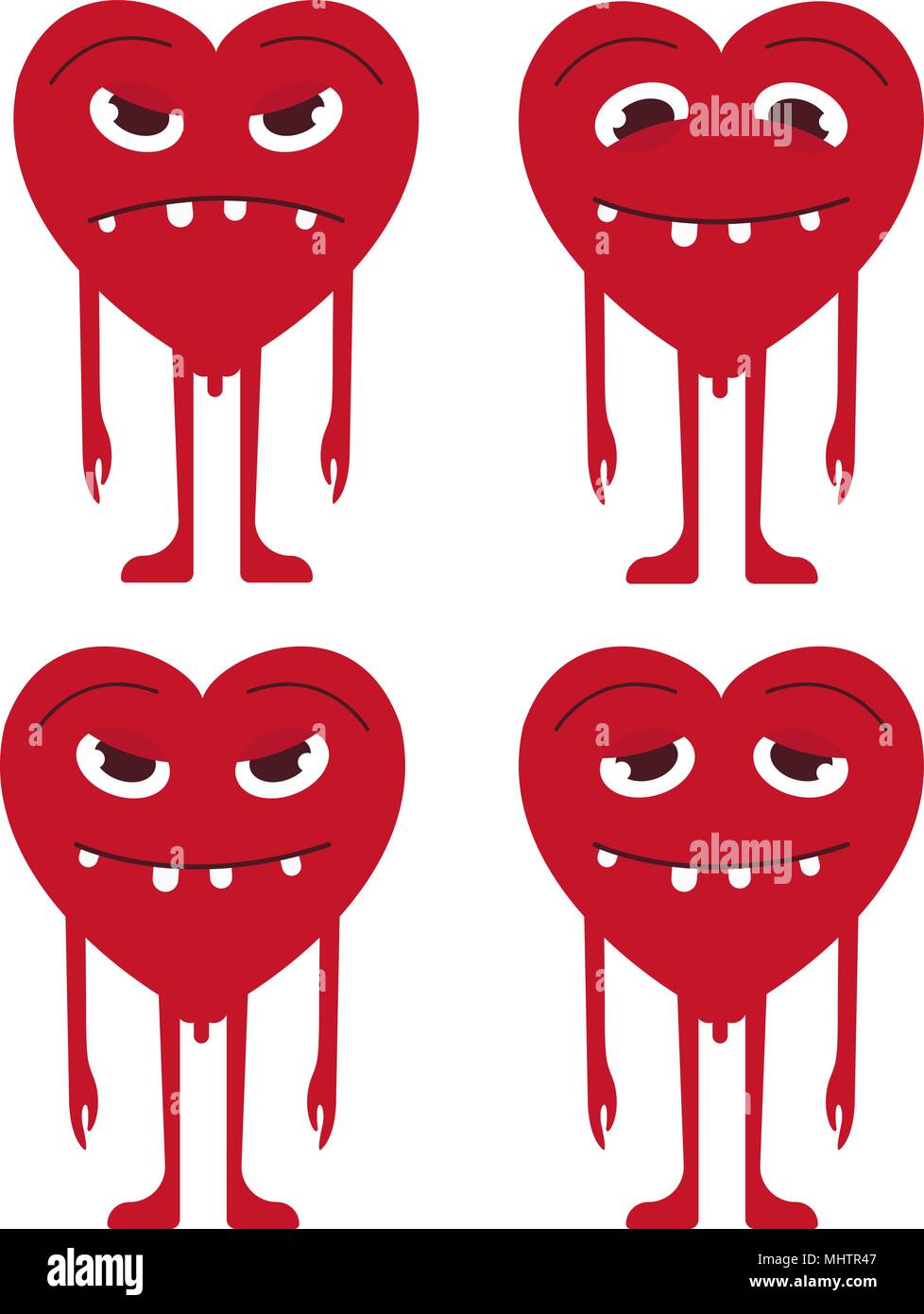 Heart smile face icon. Design color flat illustration. 4 vector ...