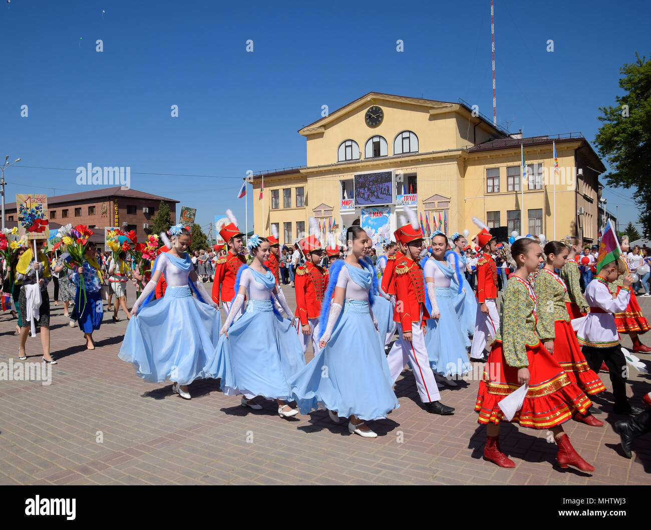 Slavyansk-on-Kuban, Russia - May 1, 2018: Celebrating the first of May ...