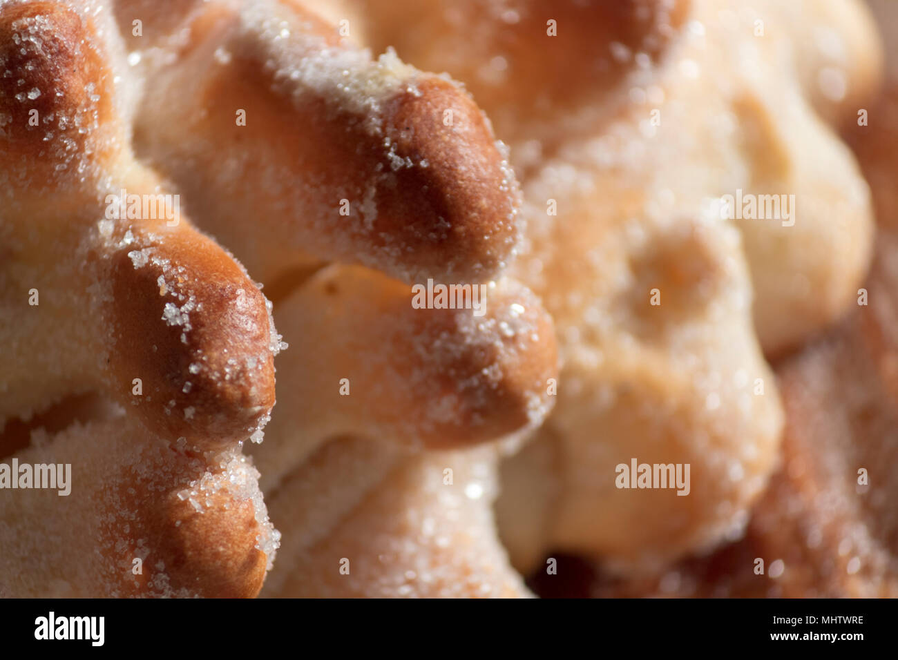 Closeup of sweet sugary bread typically prepared for day of the dead ...