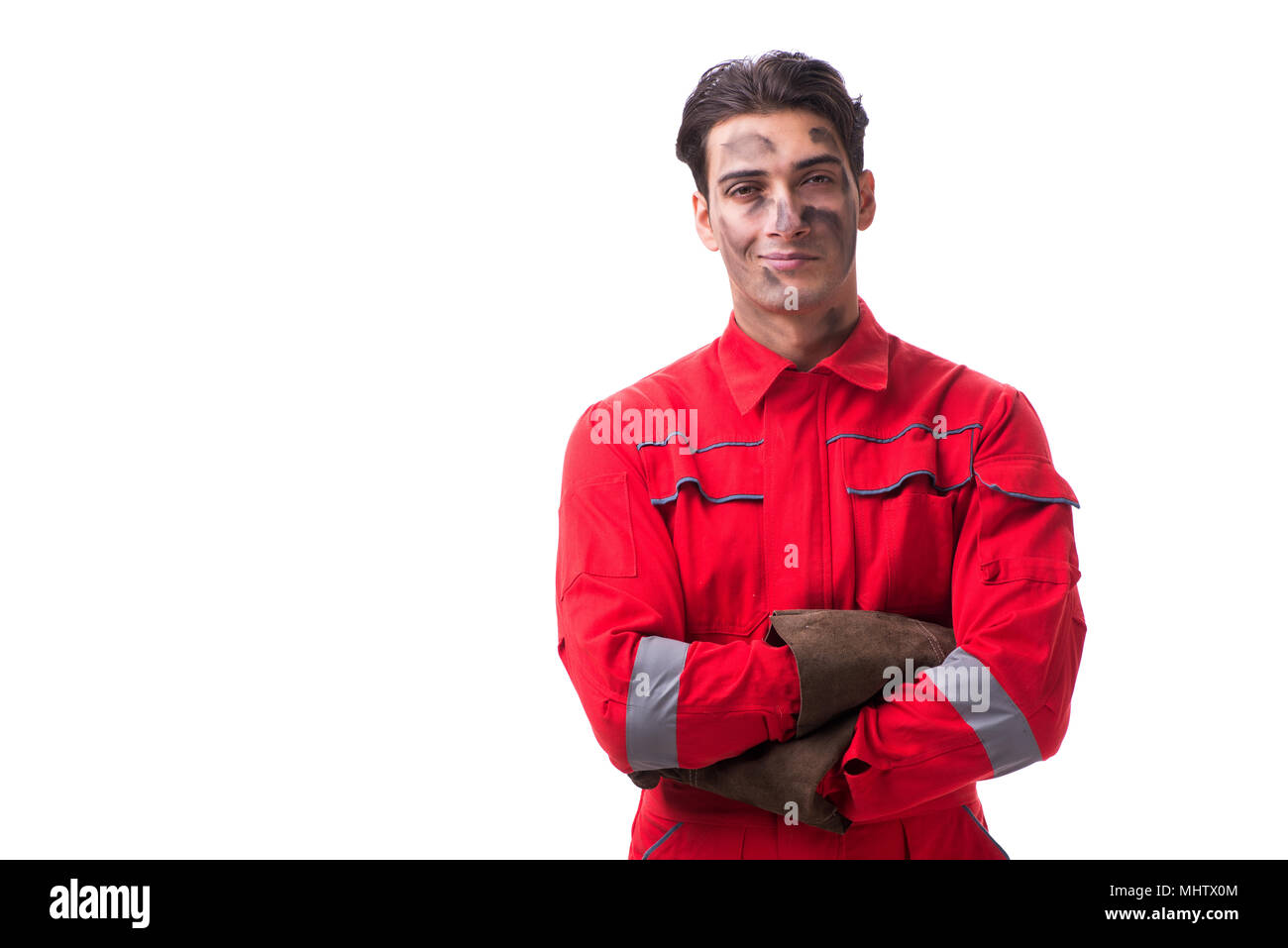 Contractor employee isolated on white background Stock Photo - Alamy