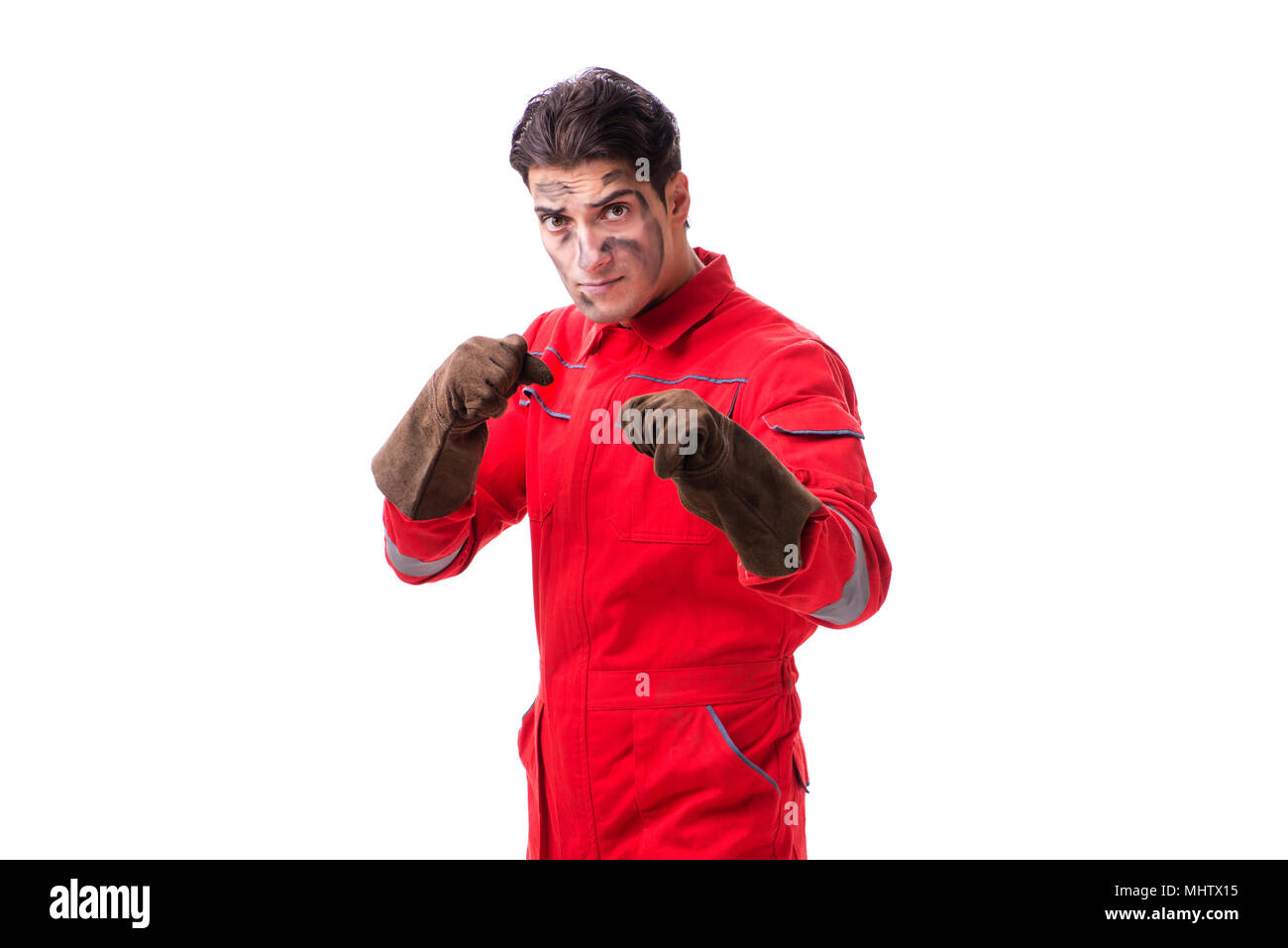 Contractor employee isolated on white background Stock Photo - Alamy