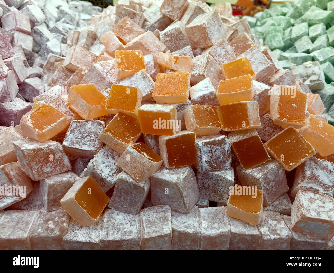 Turkish delight isolated on white good food Stock Photo - Alamy