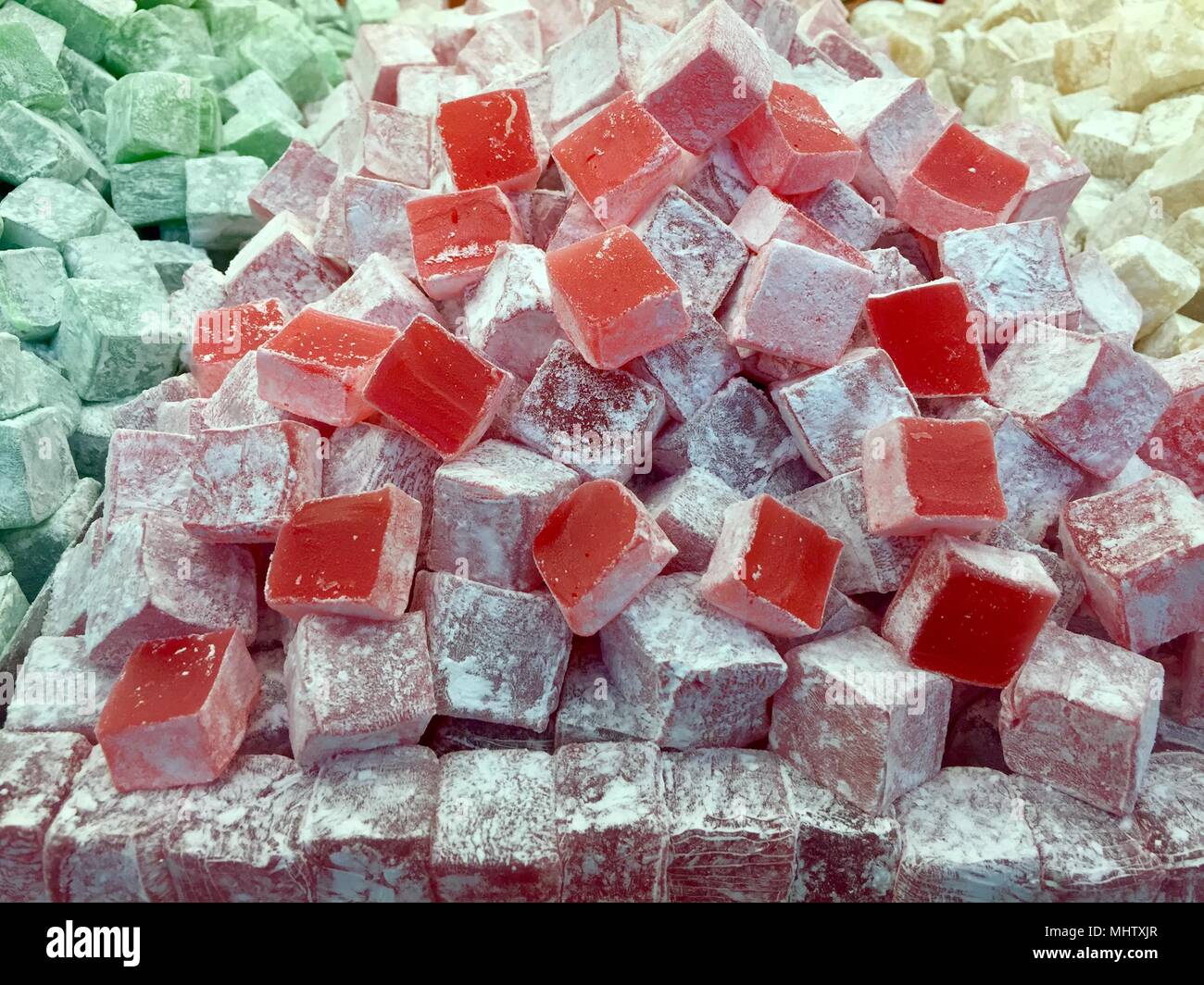 Turkish delight isolated on white good food Stock Photo - Alamy