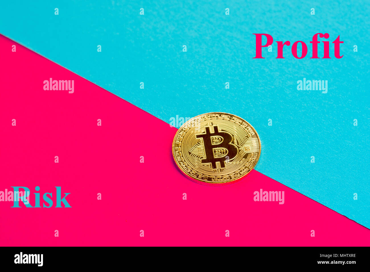 Bitcoin on colorful paper background with copy space Stock Photo - Alamy