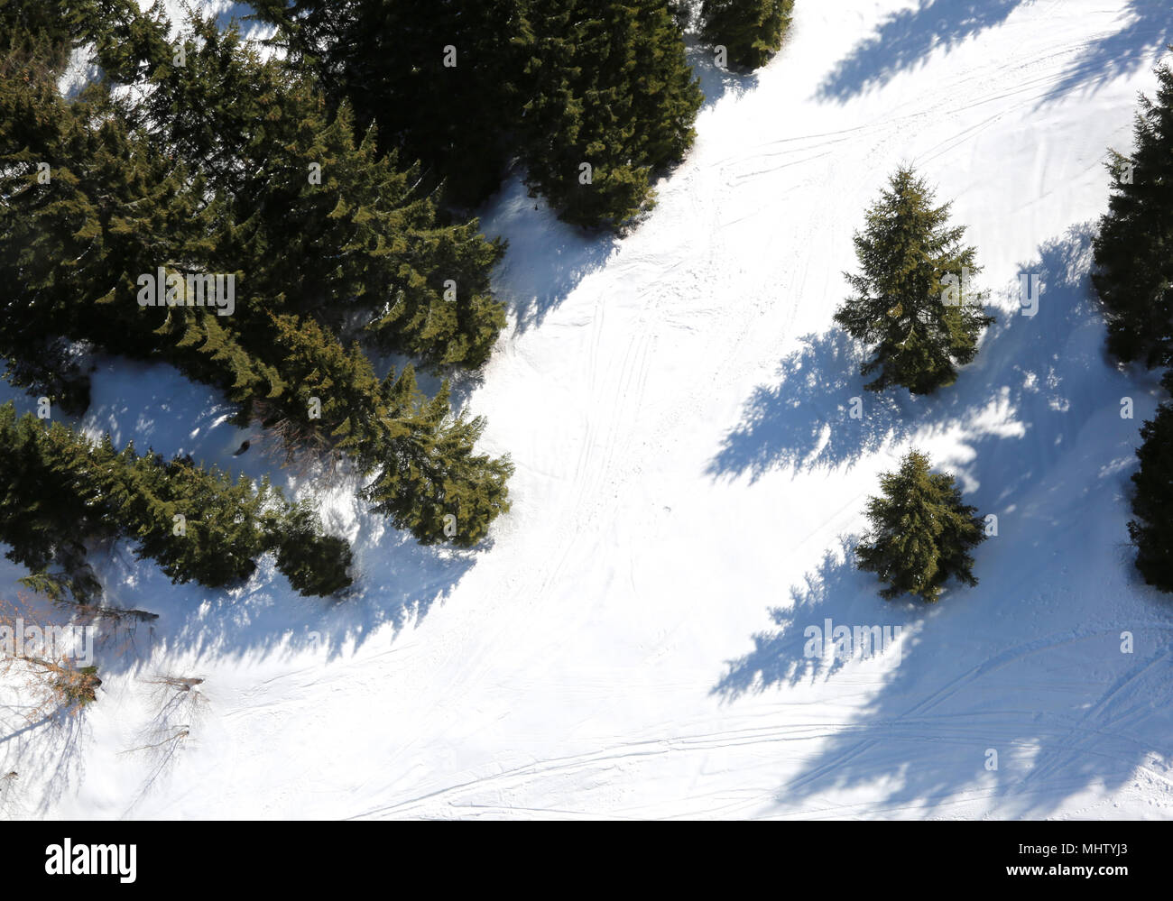 Aerial view snowed forest hi-res stock photography and images - Alamy