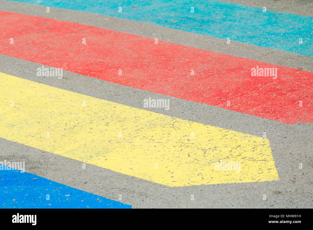 Colorful lines on a asphalt road Stock Photo - Alamy