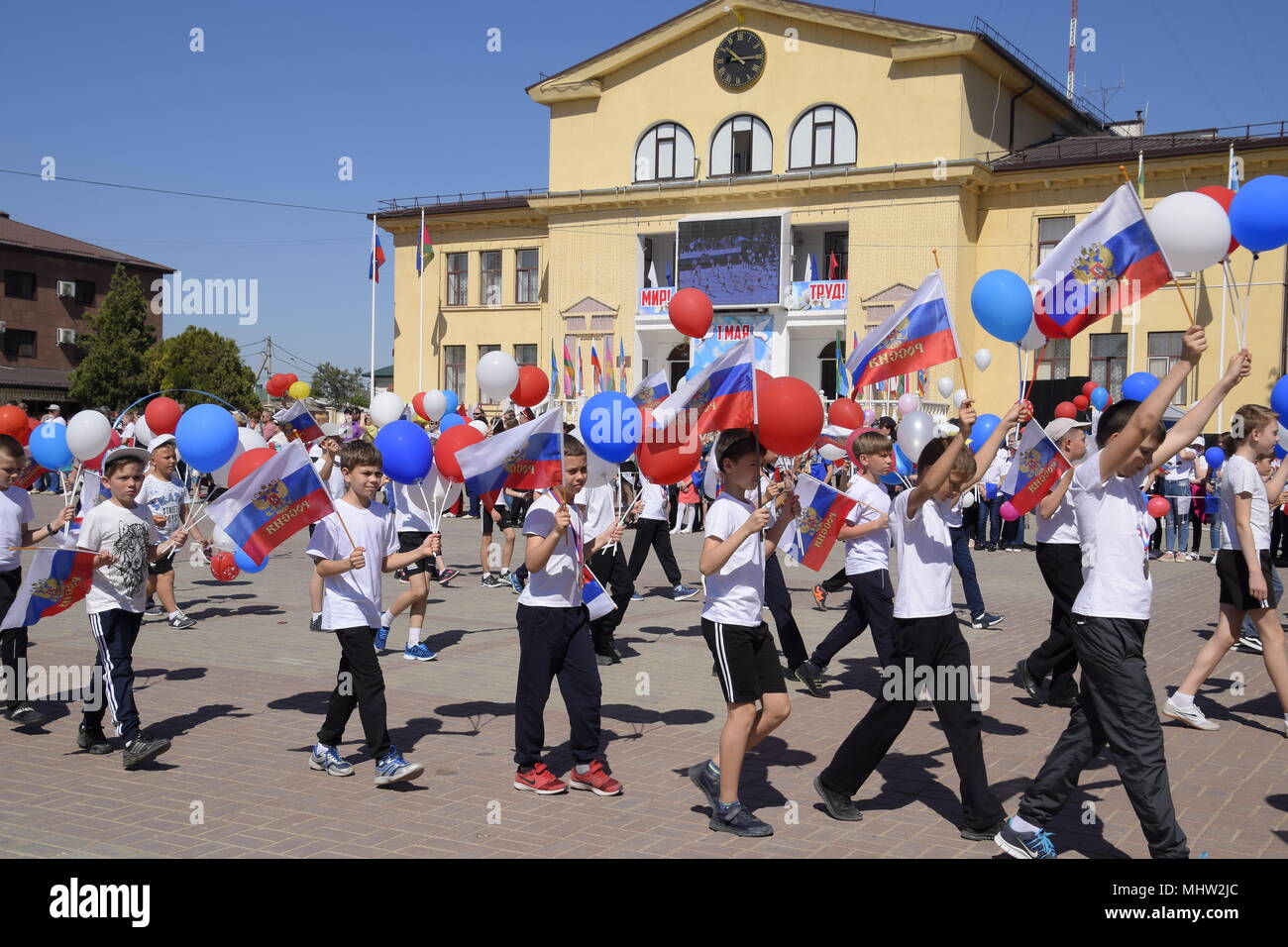Slavyansk-on-Kuban, Russia - May 1, 2018: Young sportsmen of city ...