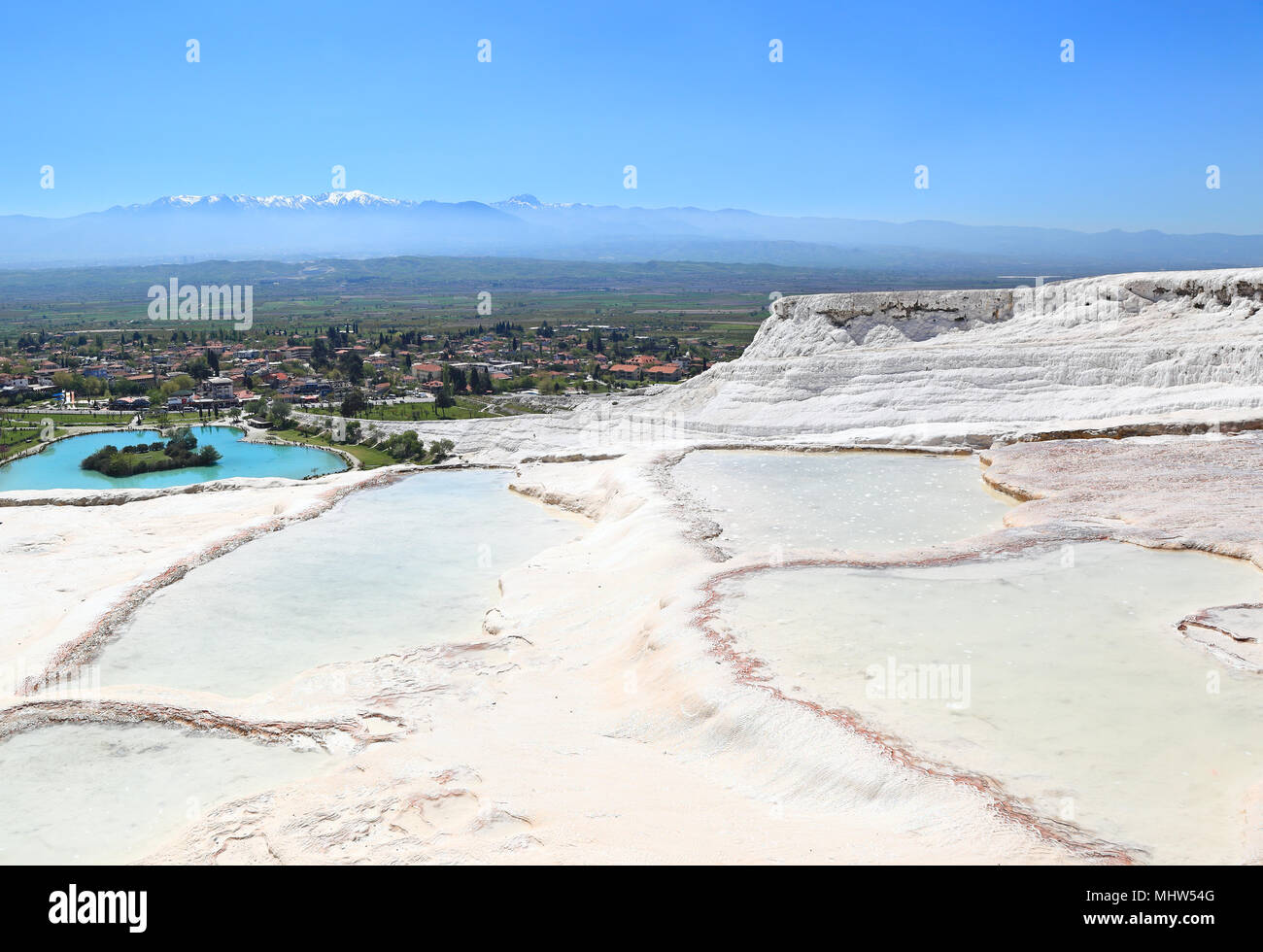 Pamukkale - Calcium deposits from natural thermal springs, Turkey Stock ...