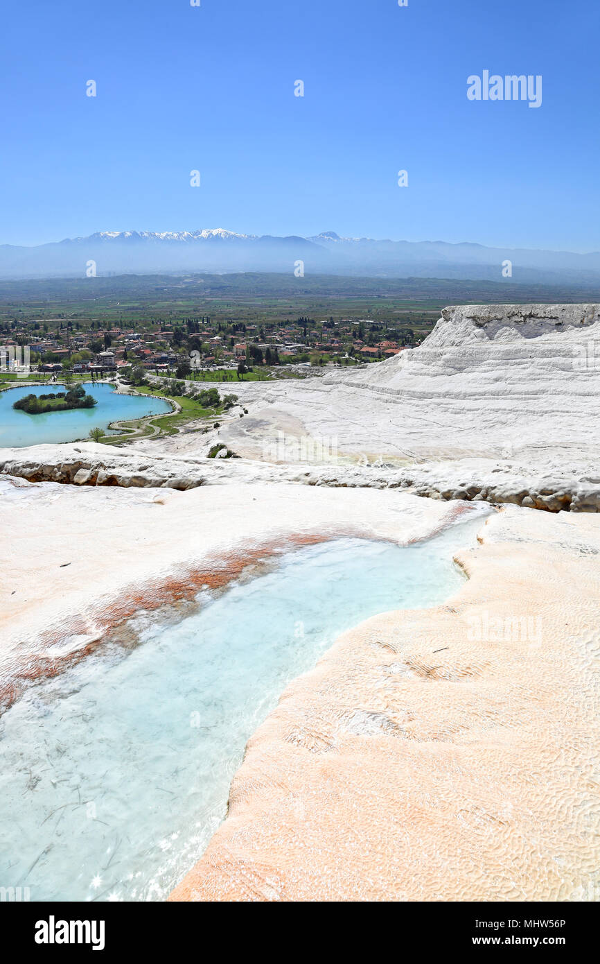 Pamukkale - Calcium deposits from natural thermal springs, Turkey Stock ...