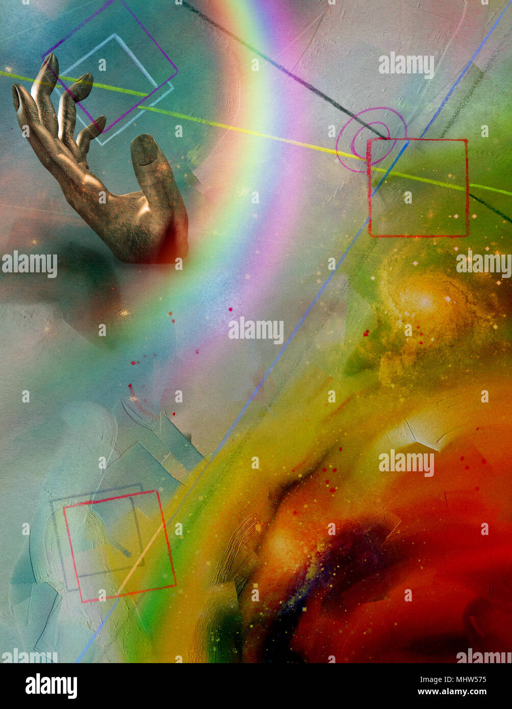 Futurism Abstract, Rainbow in hand Stock Photo - Alamy