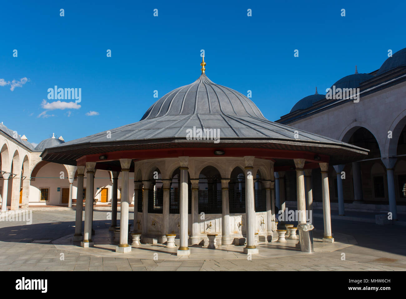 Ablution fountain usually polygonal planar conical roofed water ...