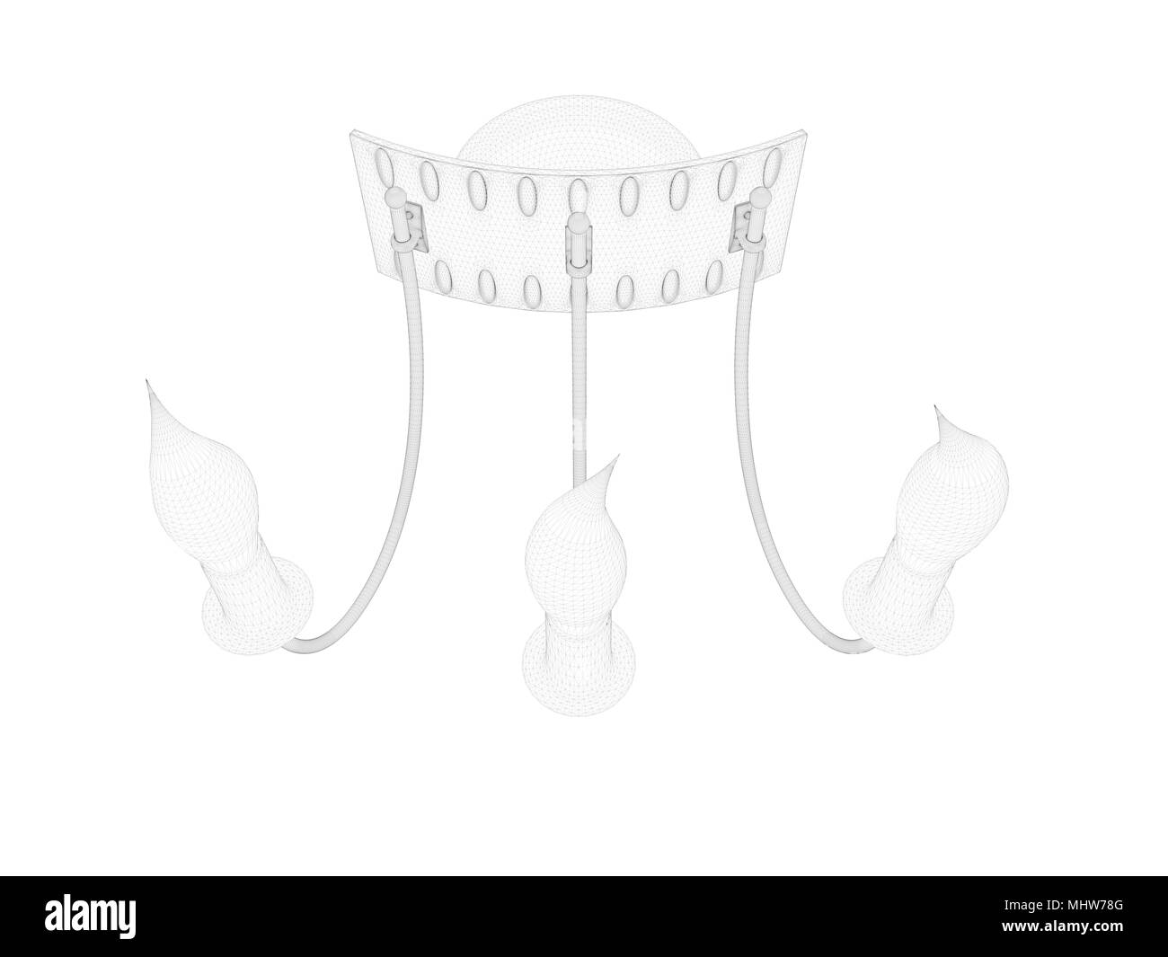 3d rendering of a blueprint lamp light holder isolate on a white ...