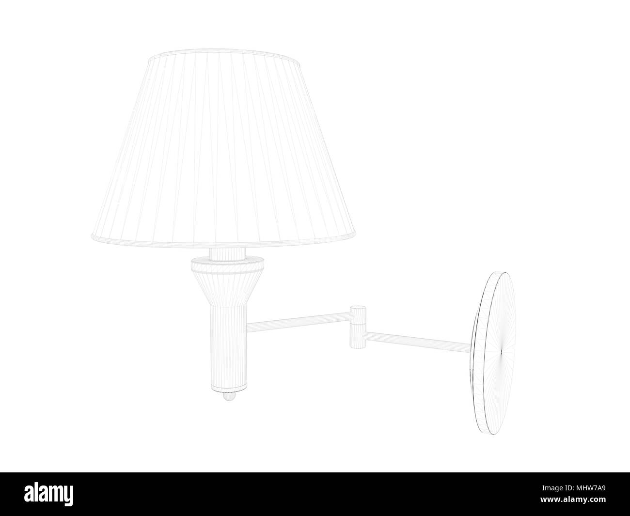 3d rendering of a blueprint lamp light holder isolate on a white ...