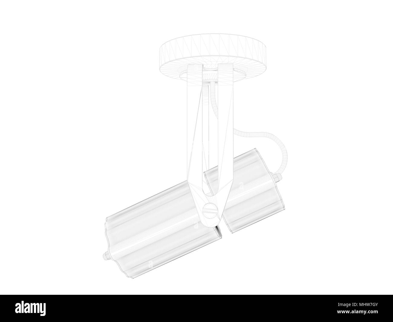 3d rendering of a blueprint lamp light holder isolate on a white ...
