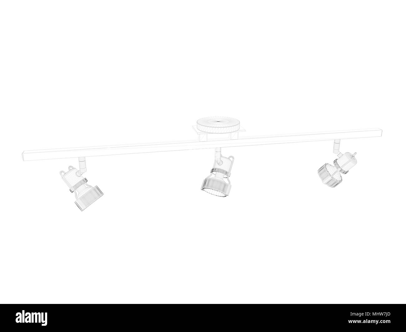3d rendering of a blueprint lamp light holder isolate on a white ...